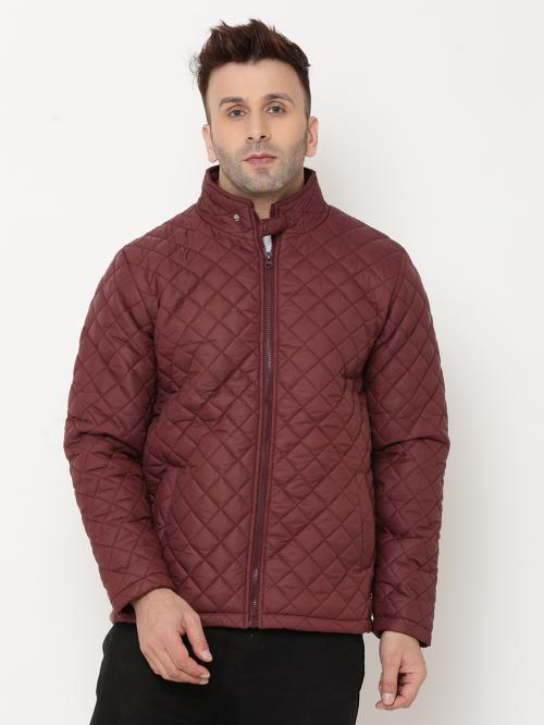Buy ONNIT Men's Maroon Winter Wear Full Sleeves Solid High Neck Puffer Jacket Online at Best ...