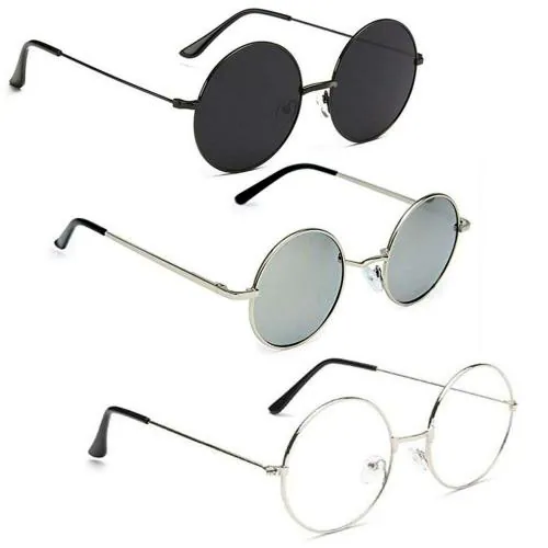 Buy Phenomenal Round Unisex Sunglasses (Black, Silver, Clear) (Men ...