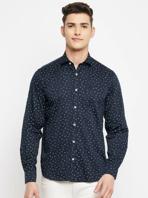 Buy Duke Men Navy Printed 100% Cotton Single Casual Shirts Online at ...