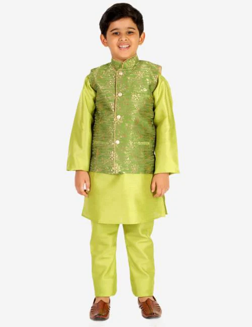 Buy Pro-Ethic Style Developer Ethnic Wear Silk Green Kurta Pajama Set ...