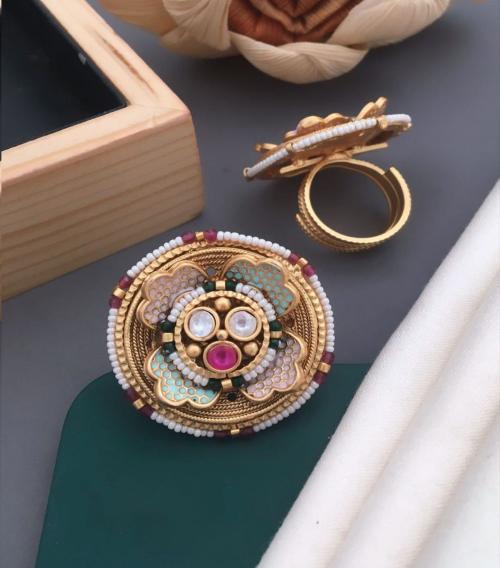 Buy Divine Products Fancy Brass Gold Figar Ring For Women Online at ...