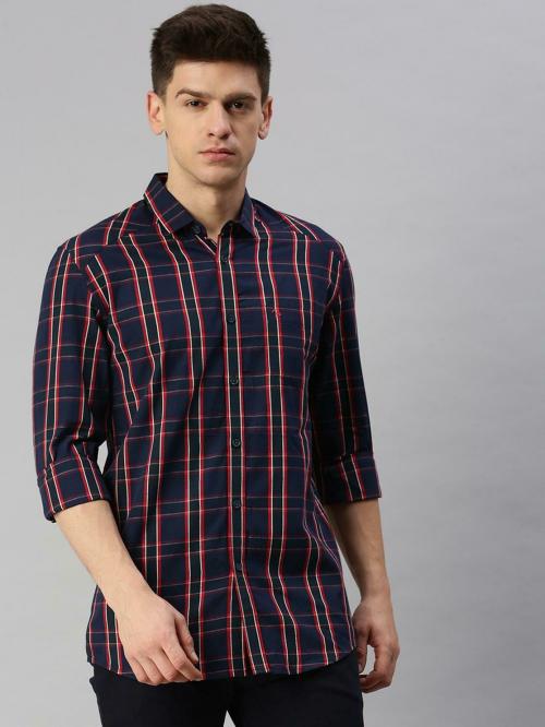Buy Cp Bro Men Dark Blue, Red, White Checkered Pure Cotton Shirt Online ...