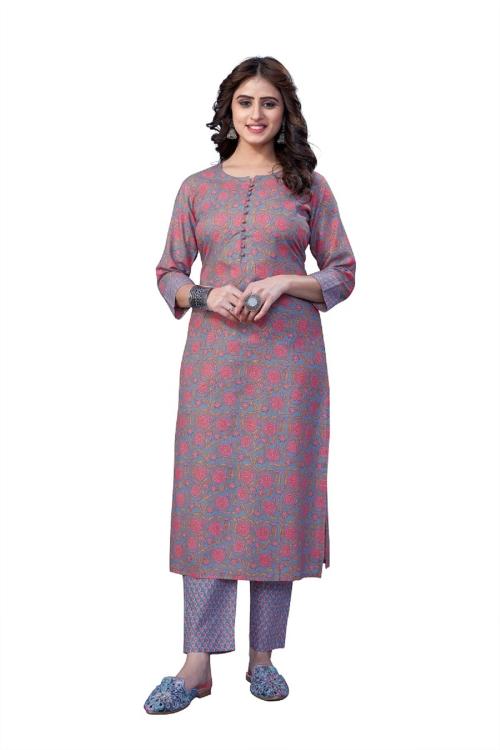 Buy DWISHA DESIGNER Women's Cotton Blend Printed Straight Kurta with ...