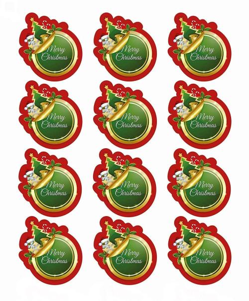 Buy D2C Multicolor 1.5 Inch Merry Christmas Stickers (Pack Of 60 ...