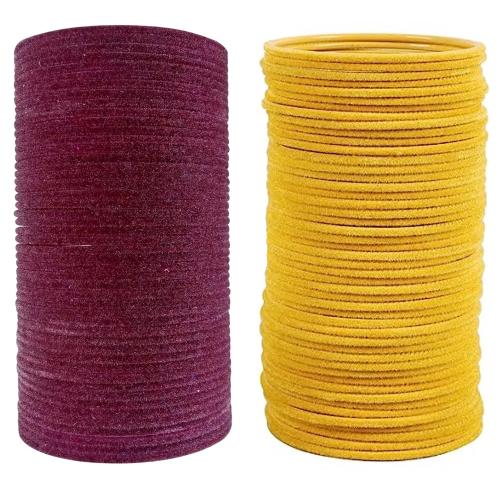 Buy Omsar Jewelry Pyaji Yellow Combo Velvet Bangle Set (Pack of 72 ...