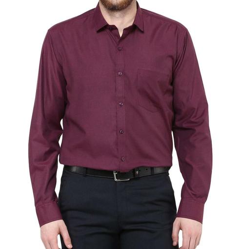 Buy 9ZEUS Maroon Full Sleeves Slim Fit Poly Cotton Formal Shirt for Men ...