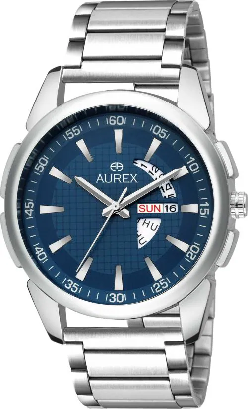 Buy Aurex Analog Blue Dial Silver Strap Watch For Men - (Ax-Gr148-Blc ...