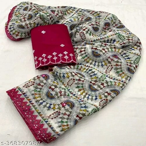 Buy Ganesh Textiles New Designer Worli Work Georgette Sarees With ...