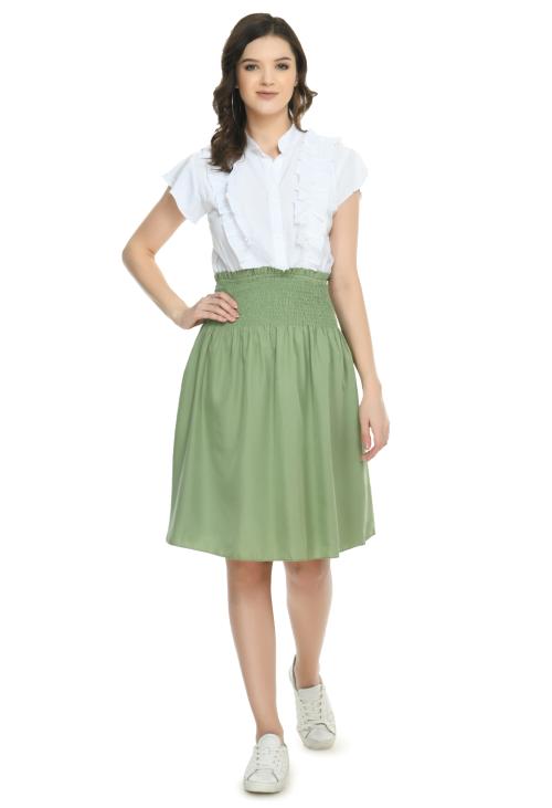MW-moti ruffled -solid-Drs-light green-S - JioMart
