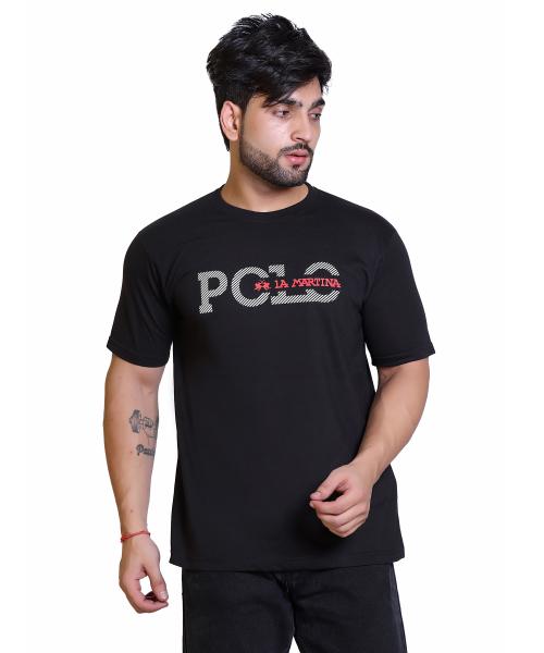 Buy OMAV D' SIGN Men's Black Round Neck Half Sleeve Printed T-Shirt ...