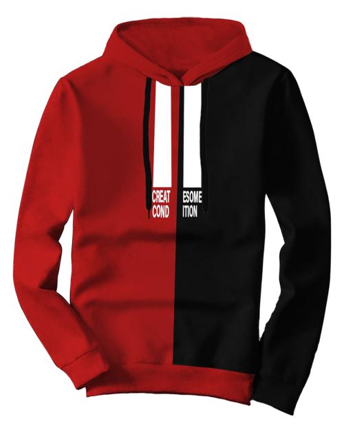 Buy FastColors Red Balck Hooded Full Sleeve Sweatshirt Online at Best ...