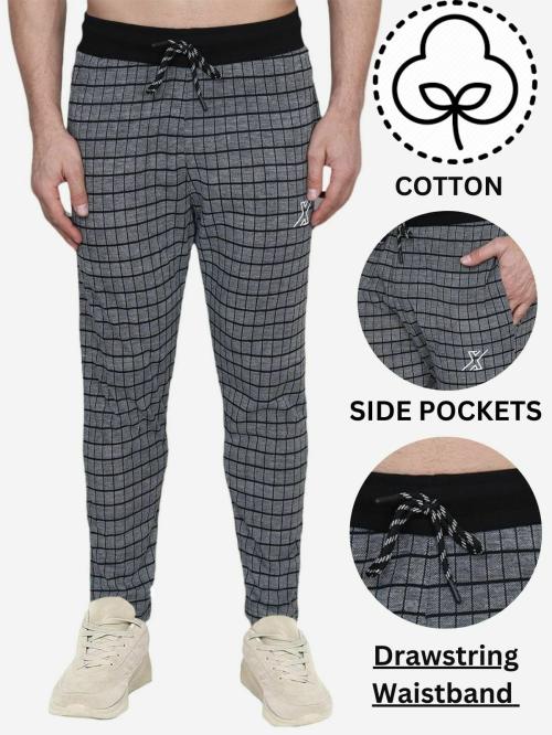 Buy XOHY Men's Regular Fit Lining Checks Track Pants for Gyming ...