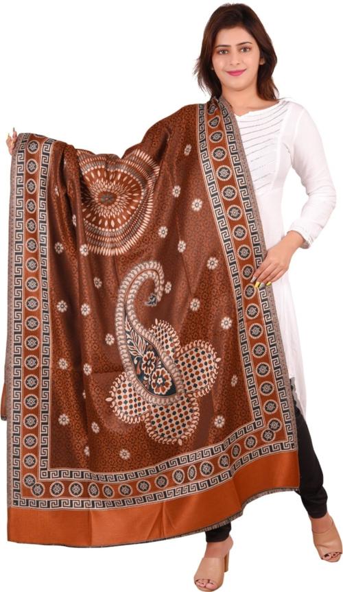 Buy FusFus Women Brown Self Design Acrylic Shawl - Free Size Online at ...