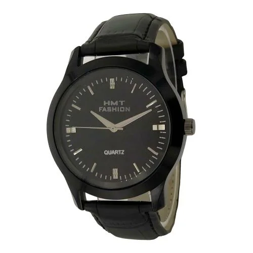 Buy HMT FASHION Black Dial Black Leather Strap Watch for Men and Boys ...
