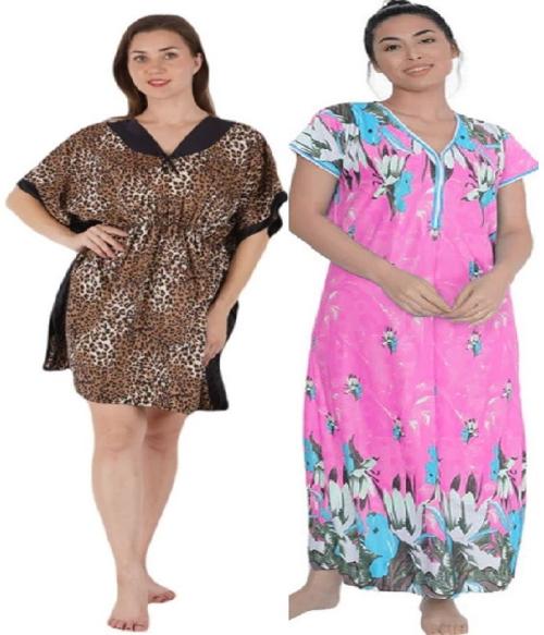 Buy BEAUTY CRAZE Women's Satin Tiger Print Kaftan And Satin Floral ...