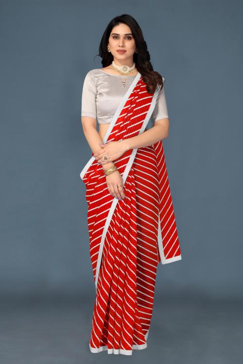 Buy Isha Trade Women Red Striped Georgette Daily Wear Saree Online at ...