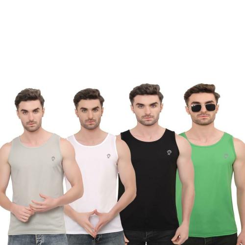 Buy CLOTHINK HUB Multicolour Solid Poly Blend Standard Length Vest ...
