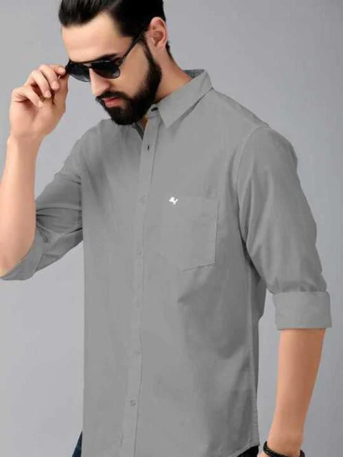 Buy BOUGHT FIRST Pure Cotton Solid Regular Fit Casual Formal Shirt ...