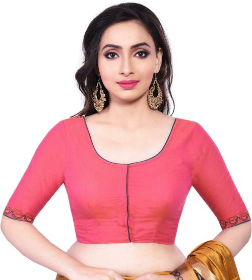 Buy RENE Women Peach Woven Design 100% Cotton Blouse Online at Best ...