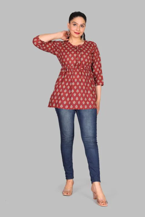 Buy Kastoori Collection Hand Block Printed Cotton Tops For Women Online ...