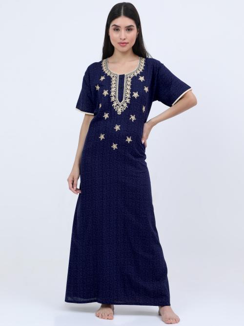 Buy RnP Blue Neck Embroidered Nighty Online at Best Prices in India - JioMart.