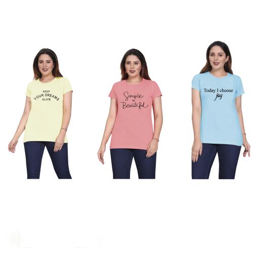Buy PEPP N HAGG Ladies 100% Cotton BIOWASH Half Sleeve Message Print T-Shirt | Joy-Simple-Dreams ...