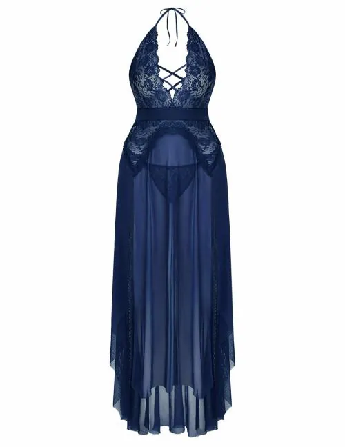 Buy Xivir Women's Split Long Mesh Lingerie Dress Babydoll Chemise ...