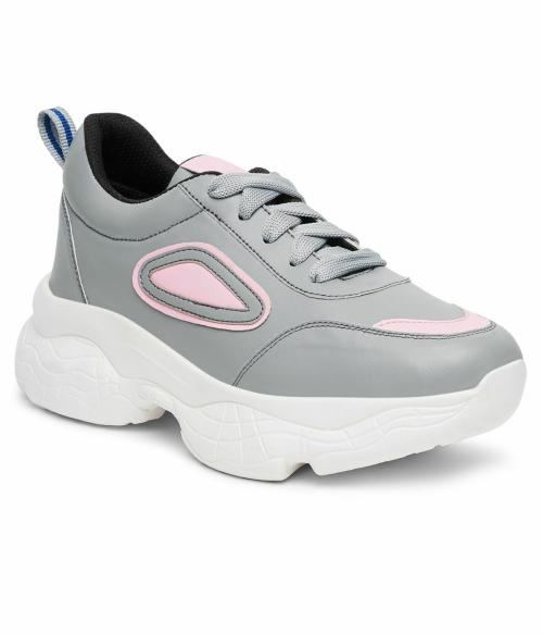 Buy Longwalk Grey Lace-up Lightweight Comfortable Walking Sneaker ...