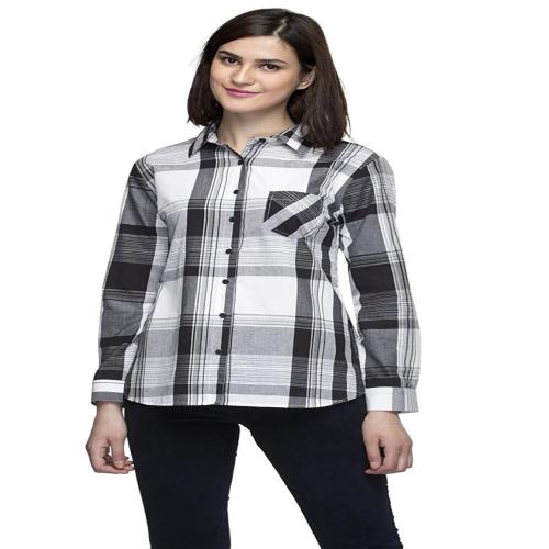 Buy One Femme Women's Cotton Checkered Full- Sleeve Shirt Online at ...