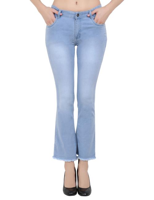 Buy VAP Store Ice Blue High Waist Bell Bottom Women Denim Jeans Online ...