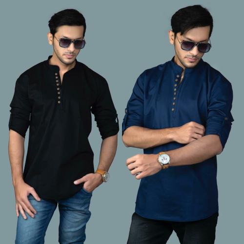 Buy SOPANI Men Solid Straight Kurta (Blue, Black) Online at Best Prices in India - JioMart.
