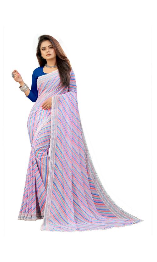 Buy NOPSE Women's Georgette Leriya Printed Saree (Satrangi-Leriya ...