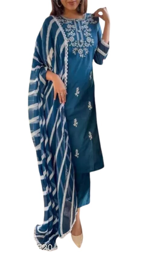 Buy NAIYAA FASHION Women's Floral Embroidered Kurta Set With Dupatta ...