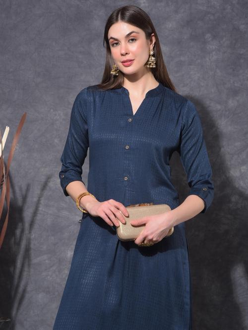 Buy Mamoose Women's NAVY BLUE Colour Kurti Online at Best Prices in ...