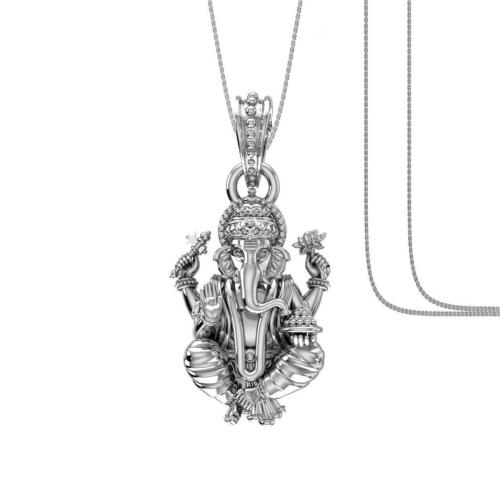 Buy Akshat Sapphire Pure Silver God Ganesha Pendant With Chain Suitable ...