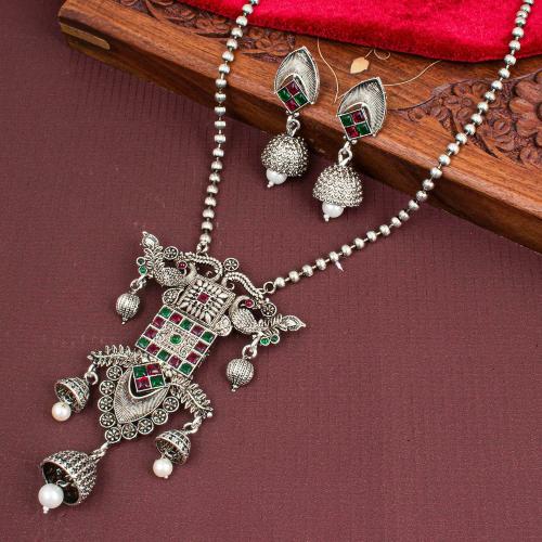Buy Sukkhi Stunning Oxidised Colour Stone Long Haram Necklace Set For ...