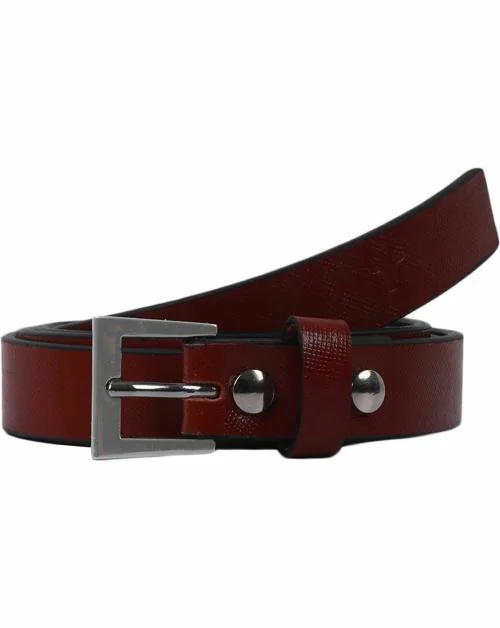 Buy BULCHEE Women Casual Maroon Genuine Leather Belt Online at Best ...
