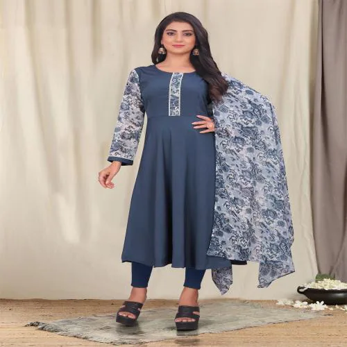 Buy Vrushi's Fashion Elegance Redefined: Women's Crepe Anarkali Kurti ...