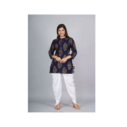 Buy BADRIKA Women Printed Three-Quater Sleeves Kurta And Dhoti Set ...