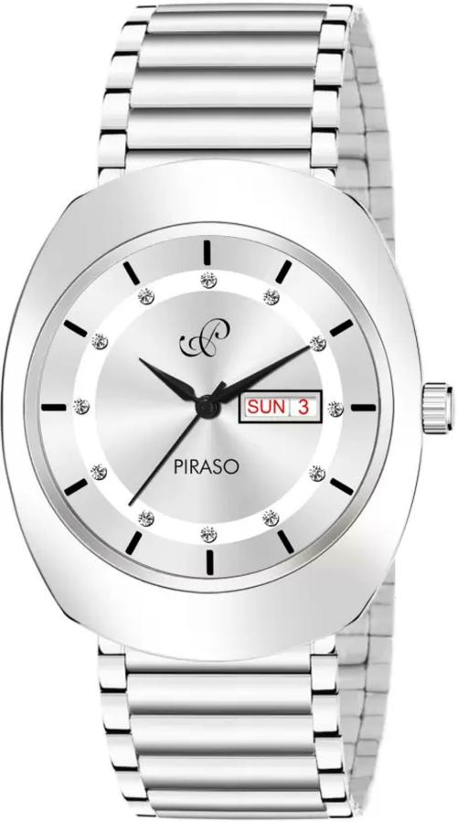 Buy Piraso Premium Date Display Silver Dial & Silver Chain Analog watch ...
