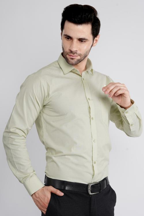 Buy Diamond Bird Men Lime Solid Cotton Blend Formal Shirts (M) Online ...