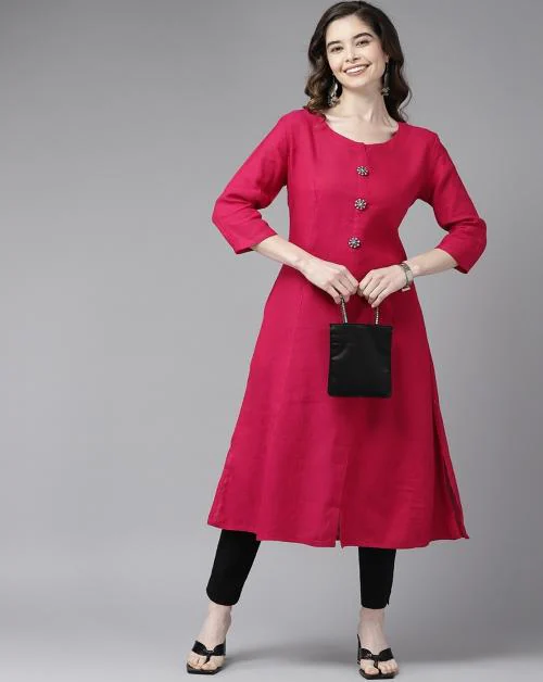 Buy Aarika Womens Rani Color Cotton Solid Kurti Online at Best Prices ...