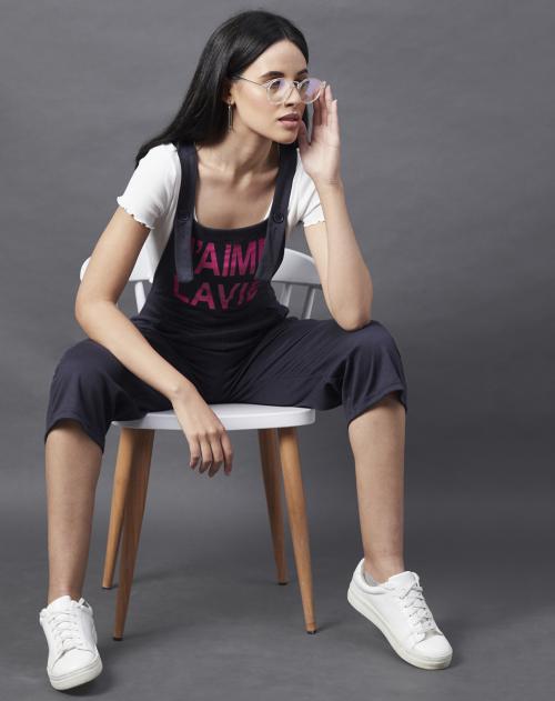 Buy Rigo Women Navy Printed Cotton Dungaree Online at Best Prices in ...