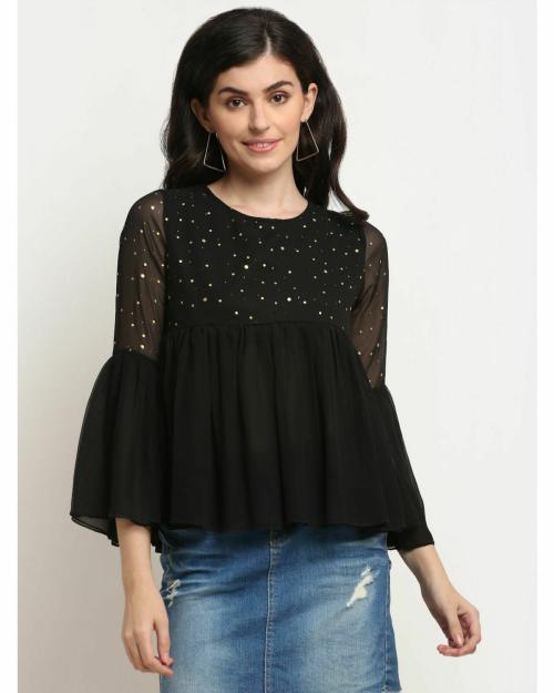 Buy La Zoire Full Sleeves Foil Print Top Online at Best Prices in India ...