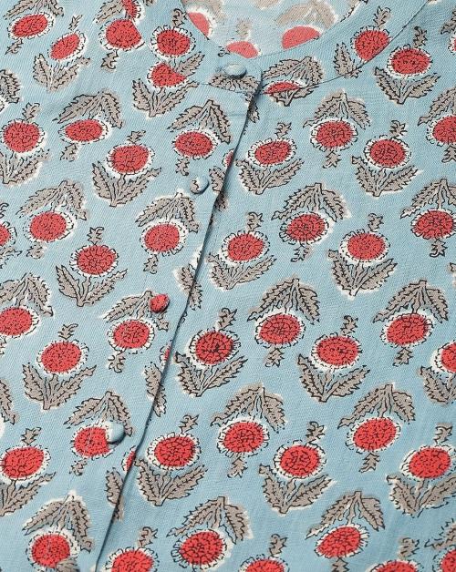 Blue Front and Side Slit Kurta - JioMart