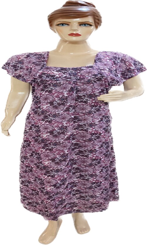 Buy Roscato Women's Printed Nighty/Maxi/NightGown Hosiery Cotton Fabric ...