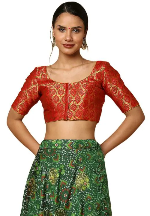 Buy Salwar Studio Women's Red Silk Blend Readymade Saree Blouse Online at Best Prices in India ...