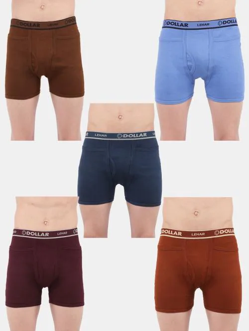 Buy DOLLAR Lehar Men's Assorted Solid 100% Cotton Pack of 5 Trunks ...