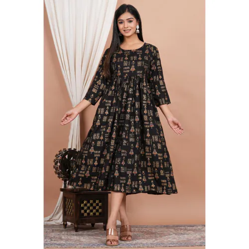 Buy CHITIVYANSHU Gudda Guddi Printed Maternity Anarkali Feeding Kurti ...