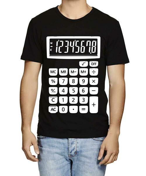 Buy Caseria Men Black Calculator Premium Printed Graphic Cotton T-Shirt ...